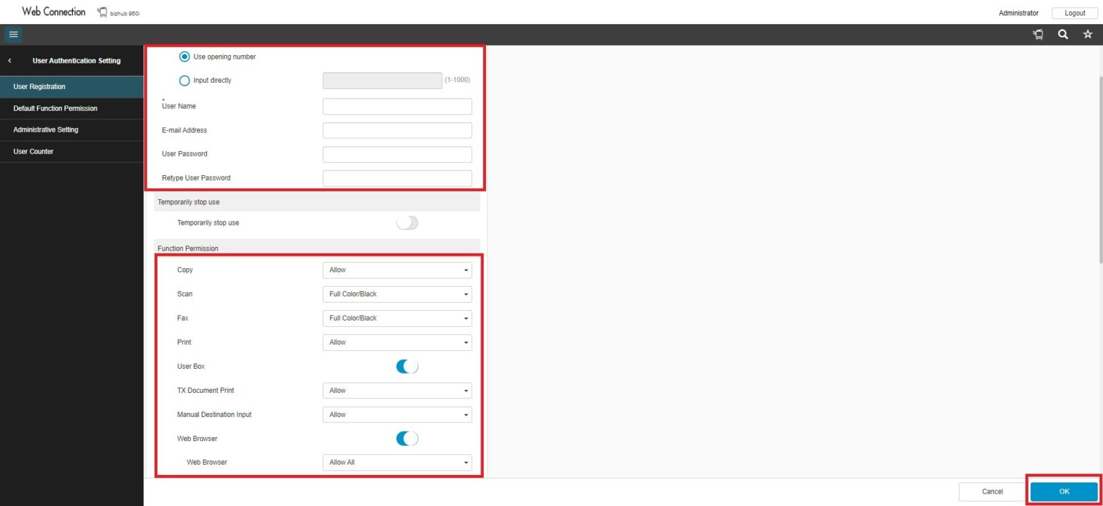 How to enable User Authentication on the machine - Konica Minolta+ Assist