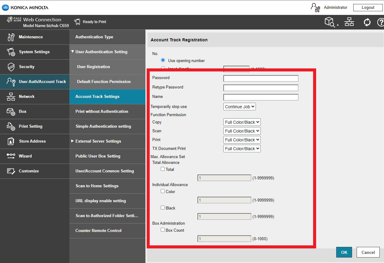 How to Enable Account Track on the Machine - Konica Minolta+ Assist