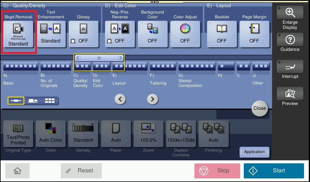 How to adjust background removal setting for copy on machine - Konica ...