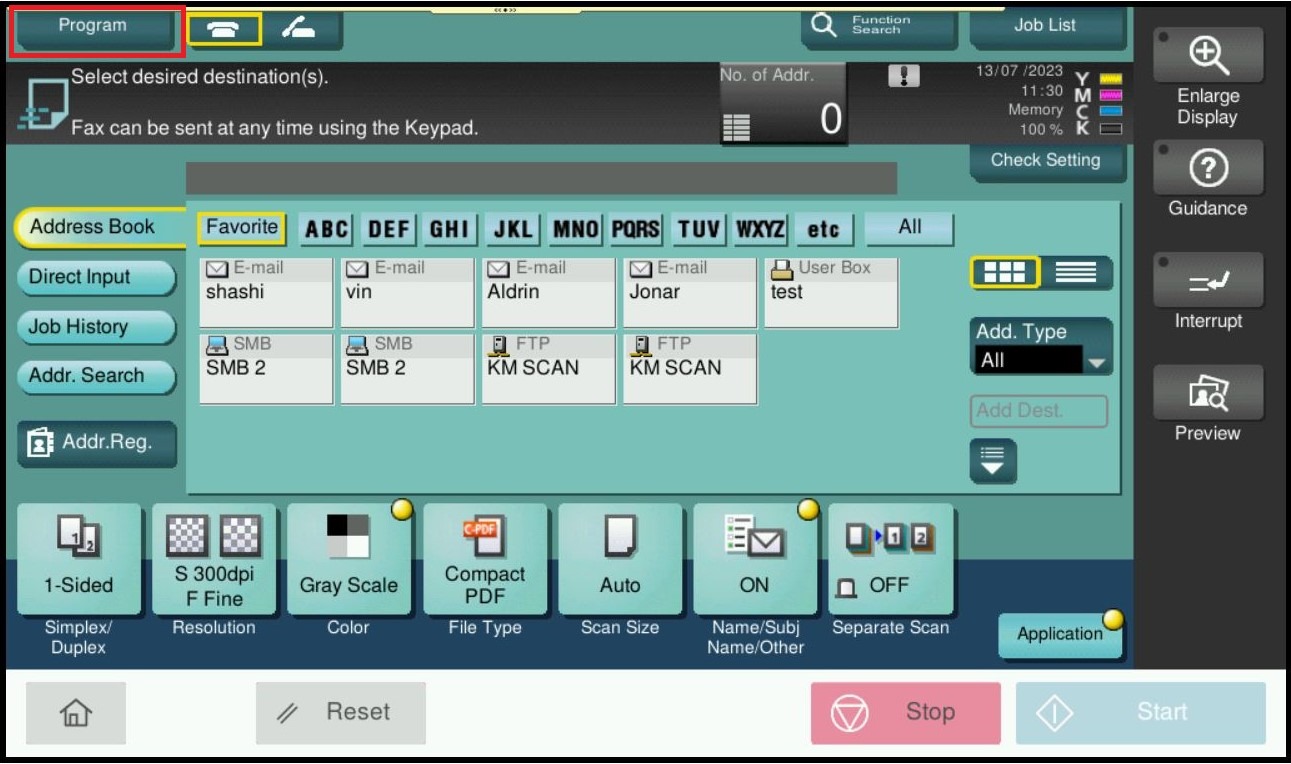 How to register a program for Scan/Fax Settings - Konica Minolta+ Assist