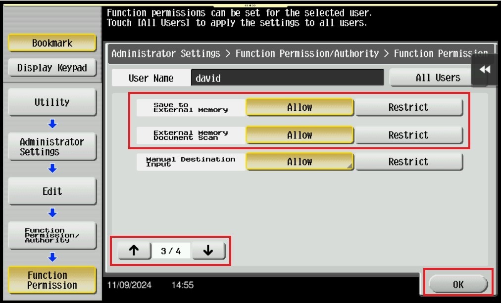 Issue: Unable to Scan and Save document to an External Memory when user ...