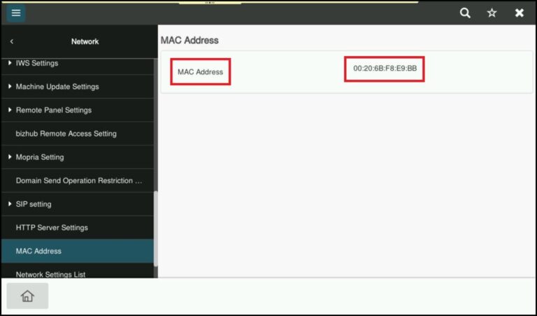 How to get MAC Address from the Konica Minolta Machine - Konica ...