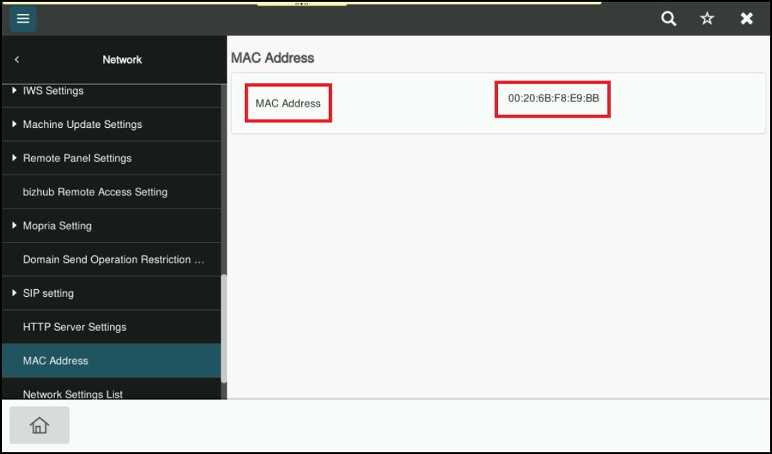 How to get MAC Address from the Konica Minolta Machine - Konica ...