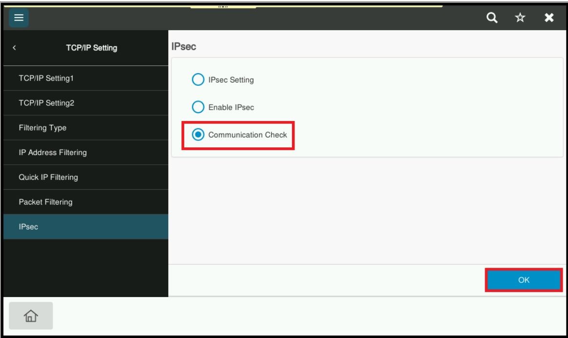 How to use communication check via IPsec - Konica Minolta+ Assist