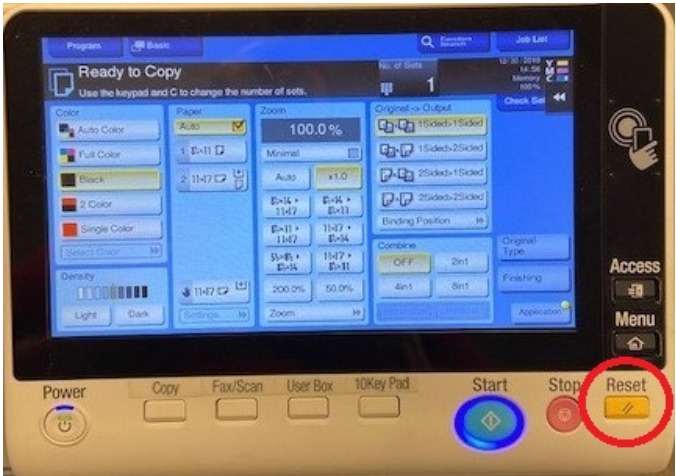 How to Trouble Reset the Machine - Konica Minolta+ Assist