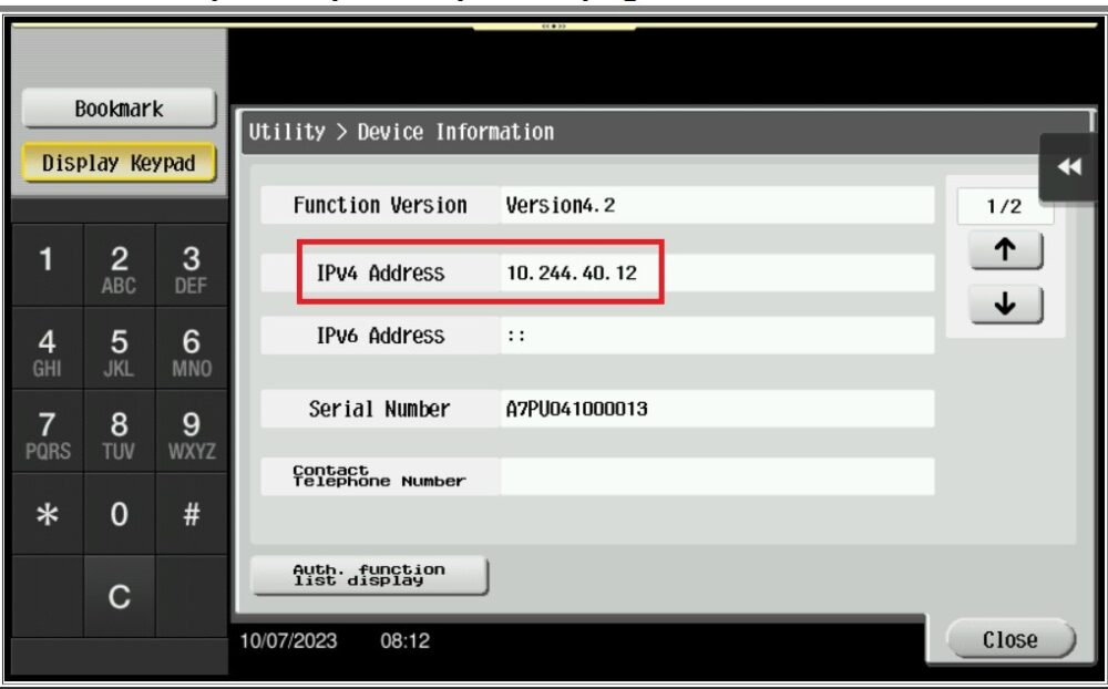 How to Get the IP Address from the Konica Minolta Machine - Konica Minolta+ Assist