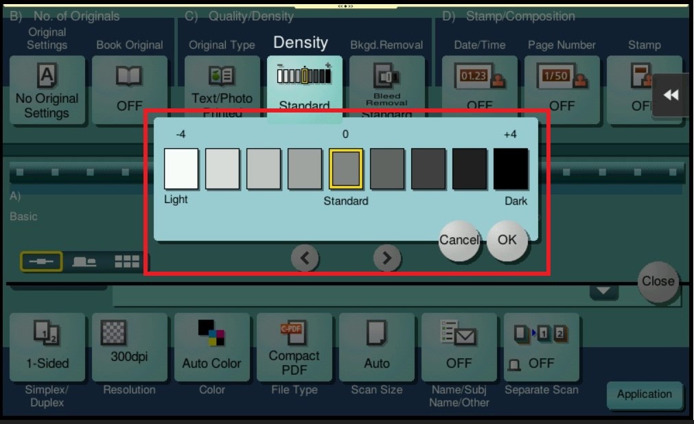 How to Adjust Density setting for Scan on Machine - Konica Minolta+ Assist