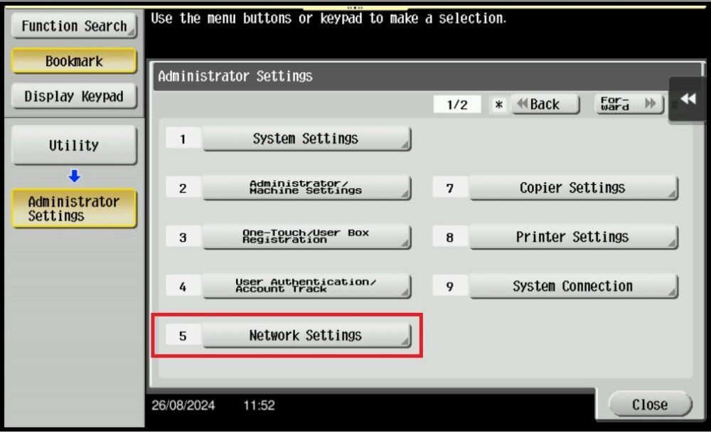 How to Change IP Address on the Machine Control Panel - Konica Minolta+ ...