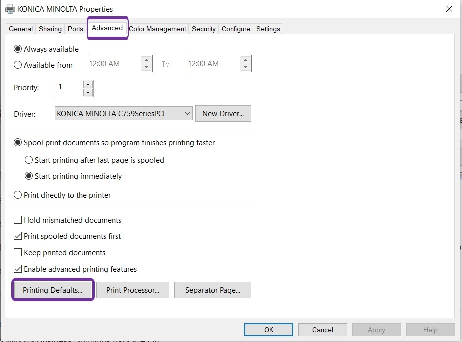 How to set Default Printing as Black and White - Konica Minolta+ Assist