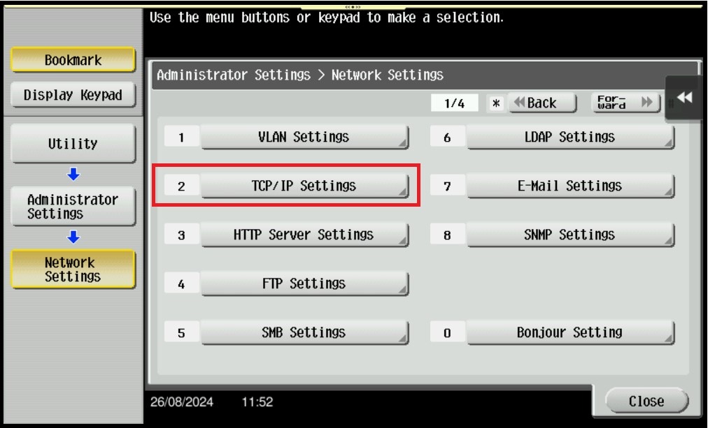 How to Change IP Address on the Machine Control Panel - Konica Minolta+ Assist